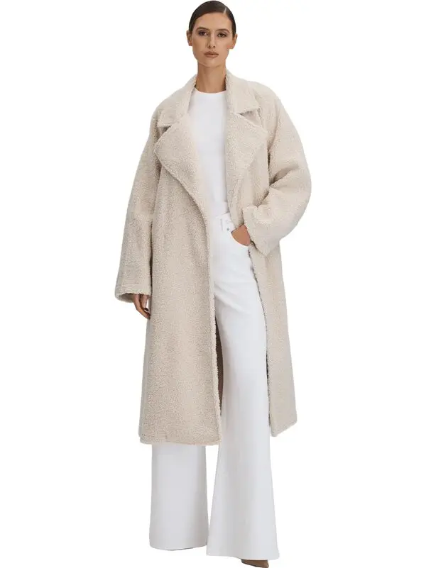 Good American Oversized Sherpa Trench Coat - Bone