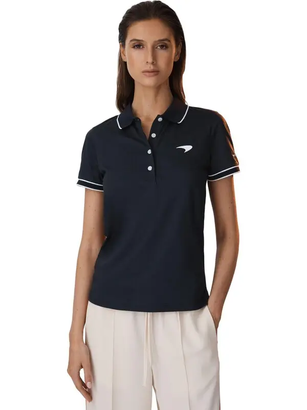 REISS F1 Team Mercerised Cotton Polo Shirt - Navy