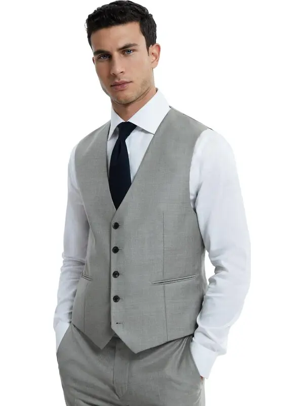 ATELIER Como Wool Cashmere Waistcoat - Grey Melange