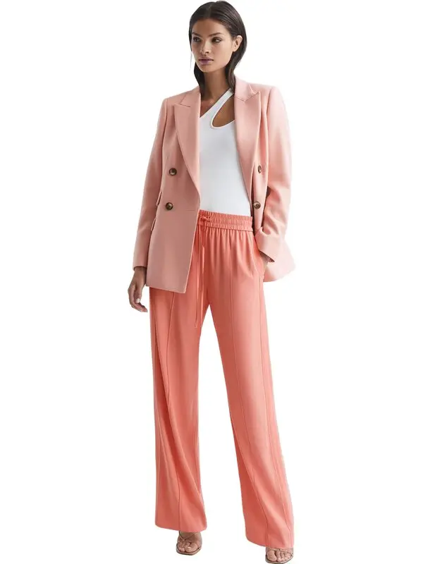 REISS Mina Wide-leg Trousers - Pink