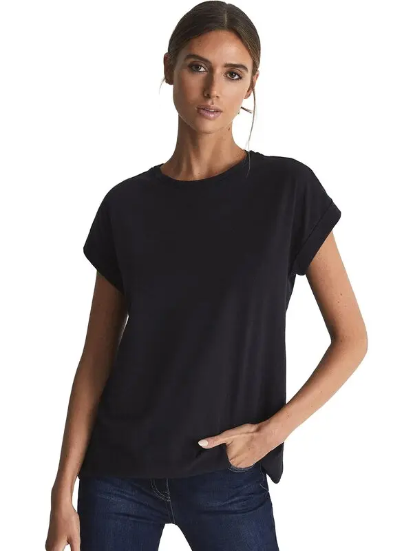 REISS Tereza Cotton-jersey T-shirt - Navy