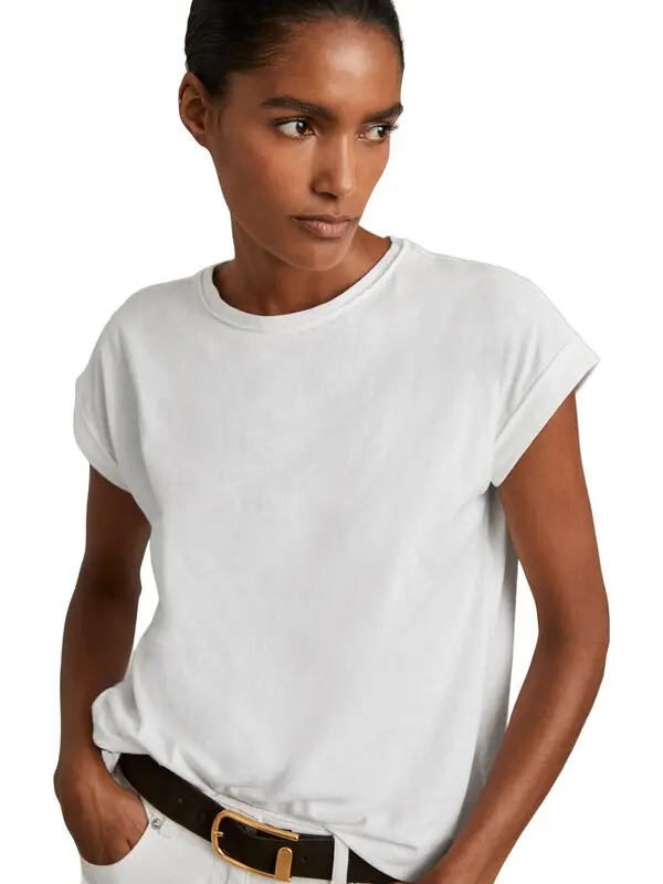 REISS Tereza Cotton-jersey T-shirt - White
