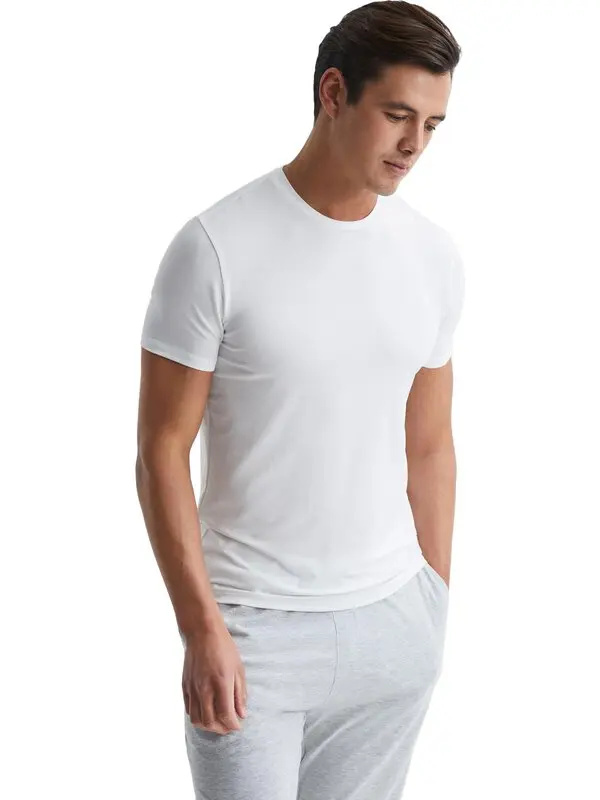 REISS Aspen Crew Neck Mercerised Cotton Jersey T-shirt - White