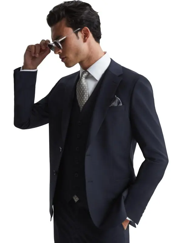 REISS Hope Modern Fit Travel Blazer - Navy