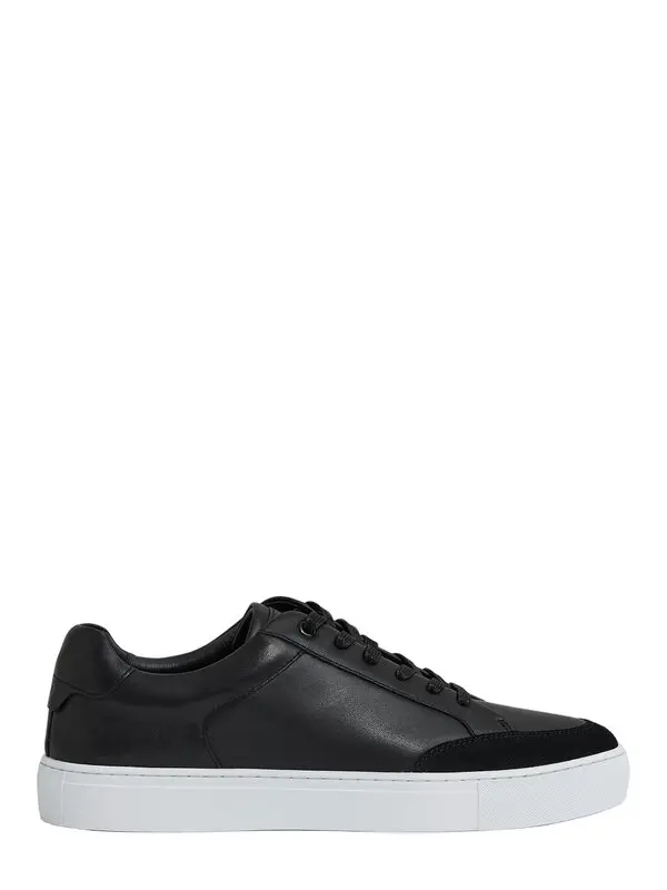 REISS Ashley Leather Low-top Trainers - Black