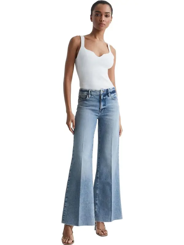 Good American Mid Palazzo Jeans - Mid Blue