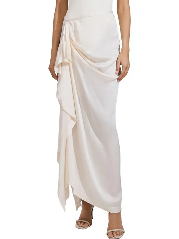 Bondi Born Draped Midi Wrap Skirt - Pearl