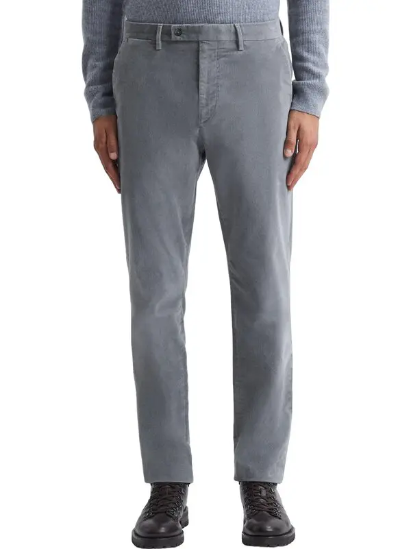 REISS Strike Slim-fit Brushed Cotton Trousers - Grey