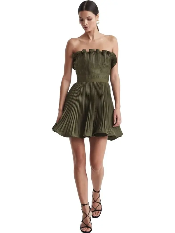 AMUR Lorena Pleated Mini Dress - Green