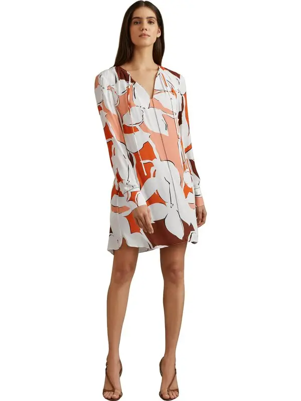 REISS Tanya Printed Mini Dress - Cream/red