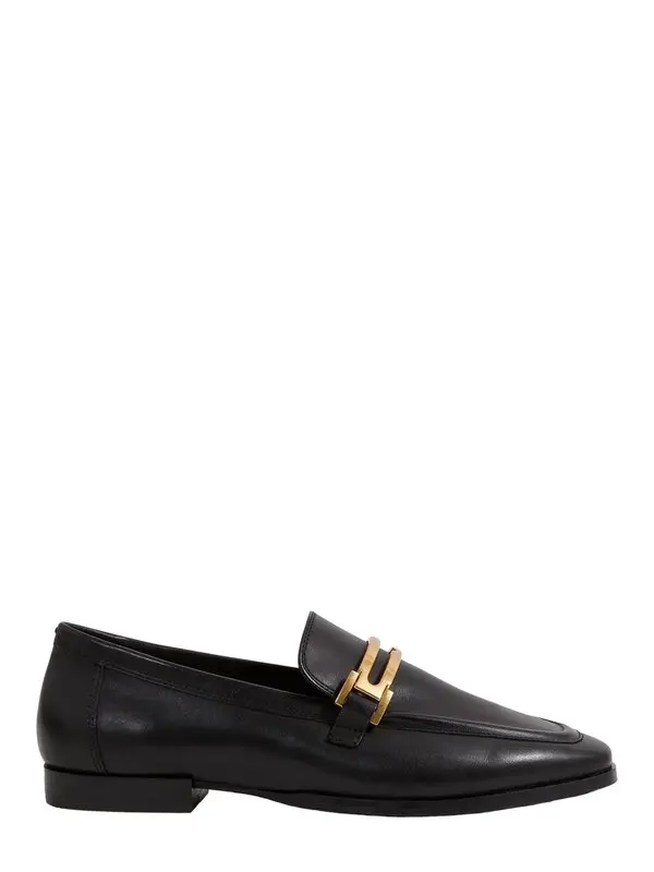 REISS Angela Leather Loafers - Black