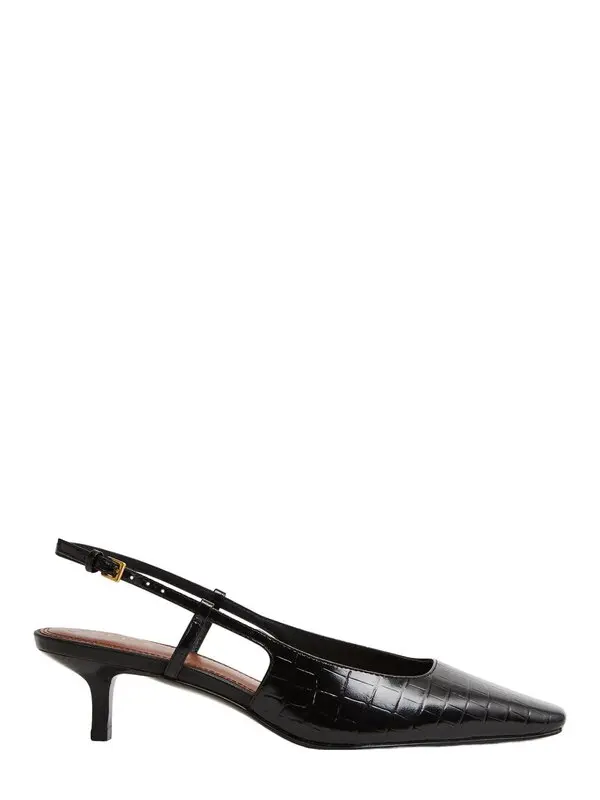 REISS Jade Leather Slingback Heels - Black