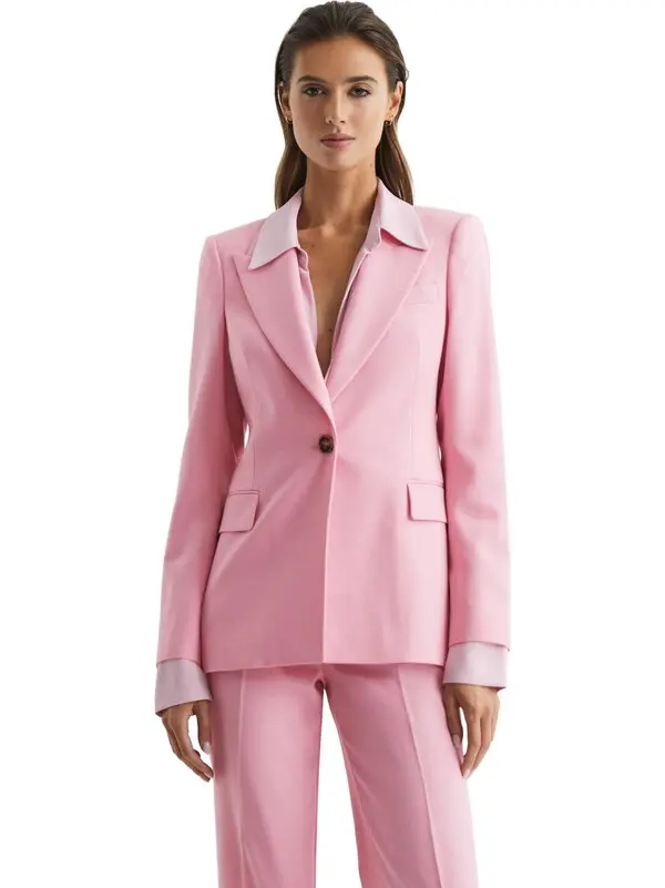REISS Blair Single-breasted Wool-blend Blazer - Pink