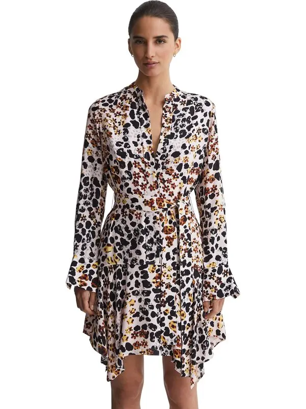 REISS Sylvie Animal Print Belted Dress - Nude/black