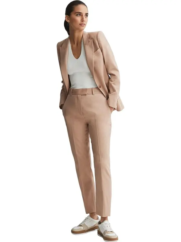 REISS Marlie Slim Fit Wool Blend Trousers - Camel