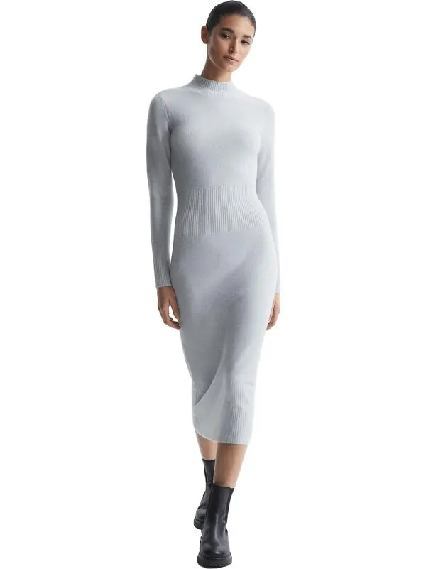 REISS Mara Knitted Bodycon Midi Dress - Grey
