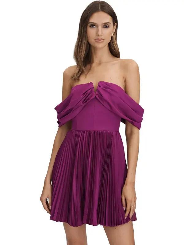 AMUR Off-the-shoulder Mini Dress - Purple