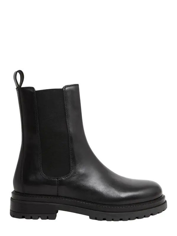 REISS Thea Leather Chelsea Boots - Black