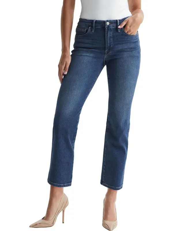 Good American Good Legs Crop Mini Boot Jeans - Blue