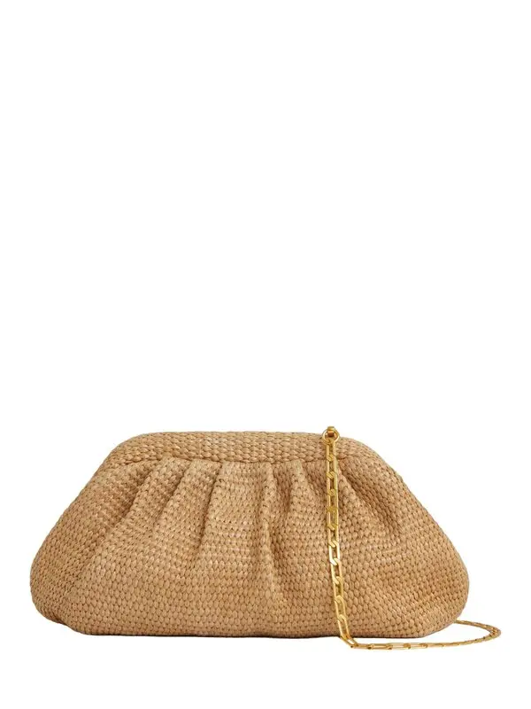 REISS Gia Raffia Clutch Bag - Brown