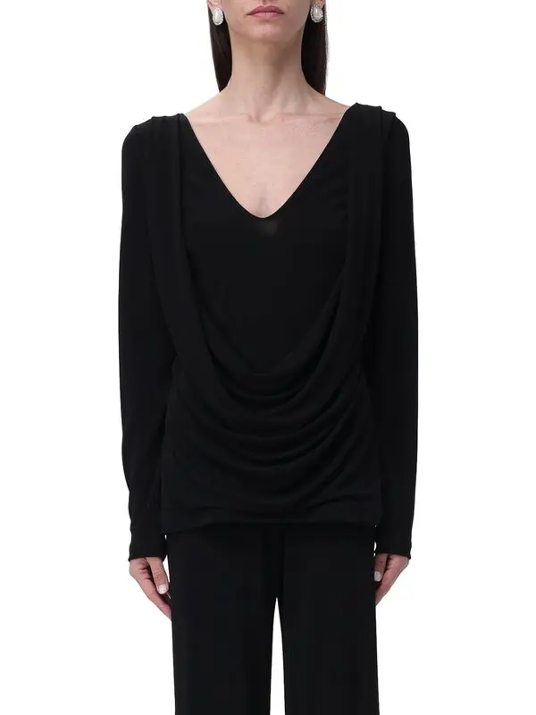 Alberta Ferretti Draped Long Sleeve Top - Black