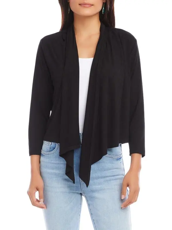 Karen Kane Calli Draped Open Front Cardigan - Black