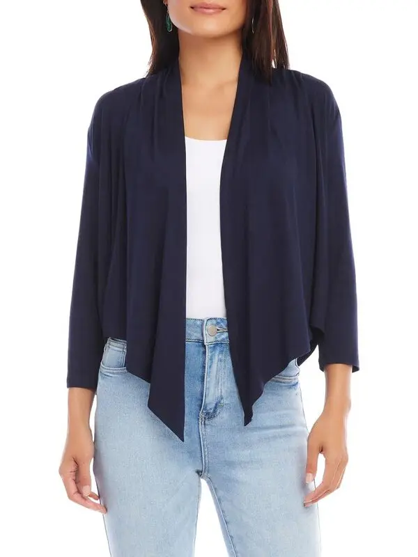 Karen Kane Calli Draped Open Front Cardigan - Navy