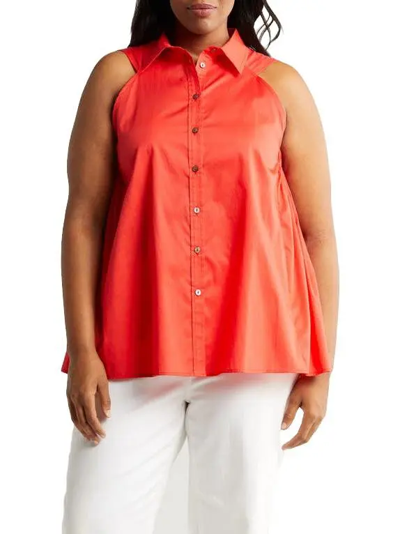 HARSHMAN Ziva Sleeveless Button-up Shirt - Poppy Red