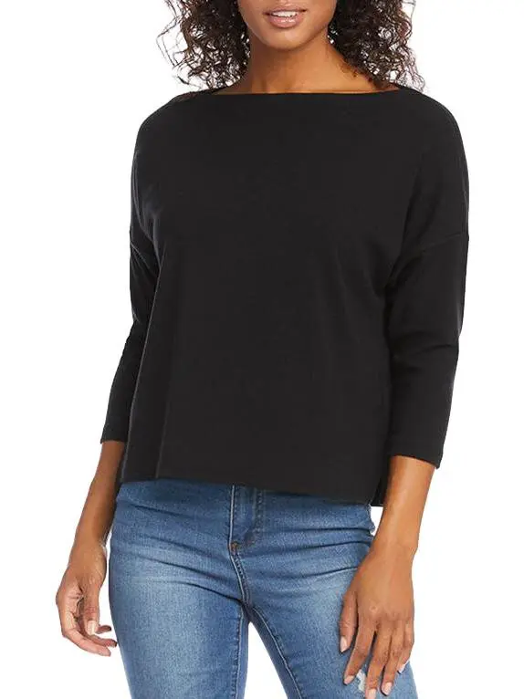 Karen Kane Knit Boatneck Top - Black
