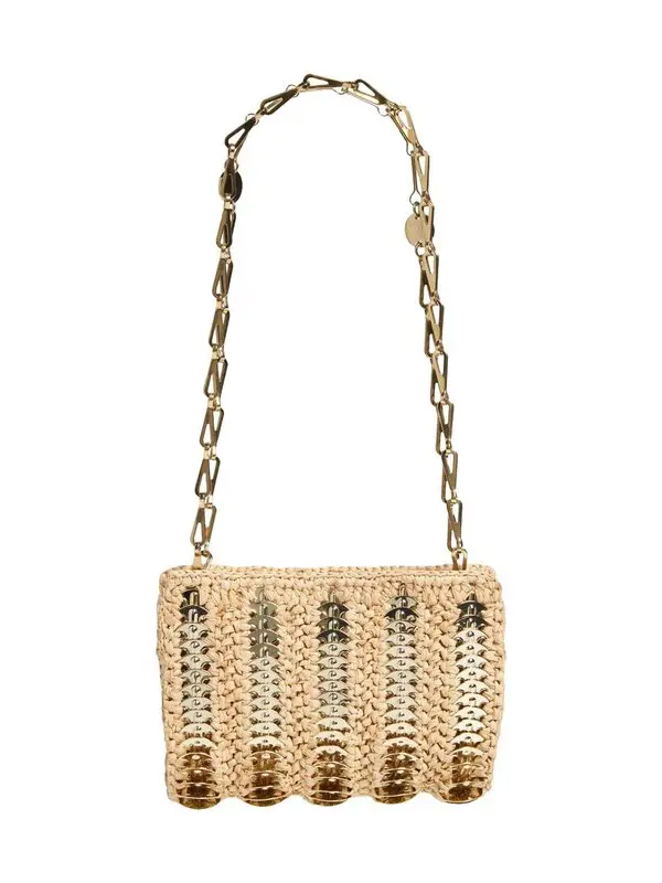 Rabanne 1969 Raffia Shoulder Bag - Shiny Beige