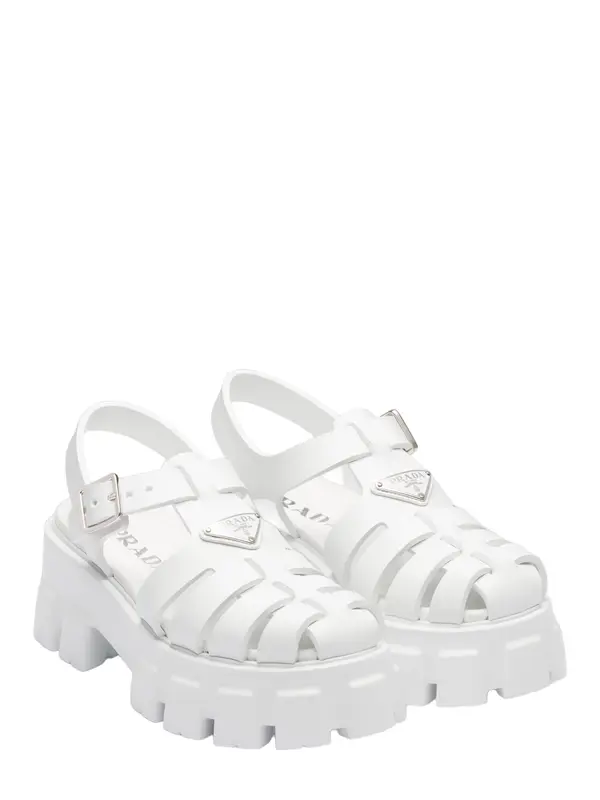 Prada Rubber Monolith Sandals - White
