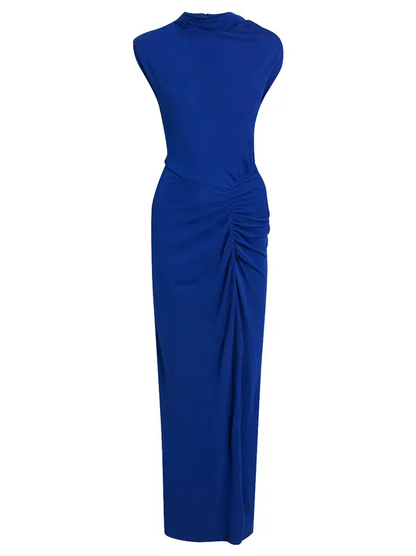Diane Von Furstenberg Apollo Ruched Jersey Maxi Dress - Bright Blue
