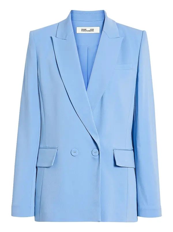 Diane Von Furstenberg Salzburg Double-breasted Crepe Blazer - Light Blue