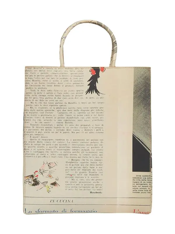 Bottega Veneta Newspaper-print Tote Bag - Beige-black