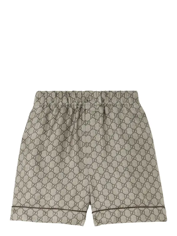 Gucci Gg Supreme Printed Silk-twill Shorts - Brown