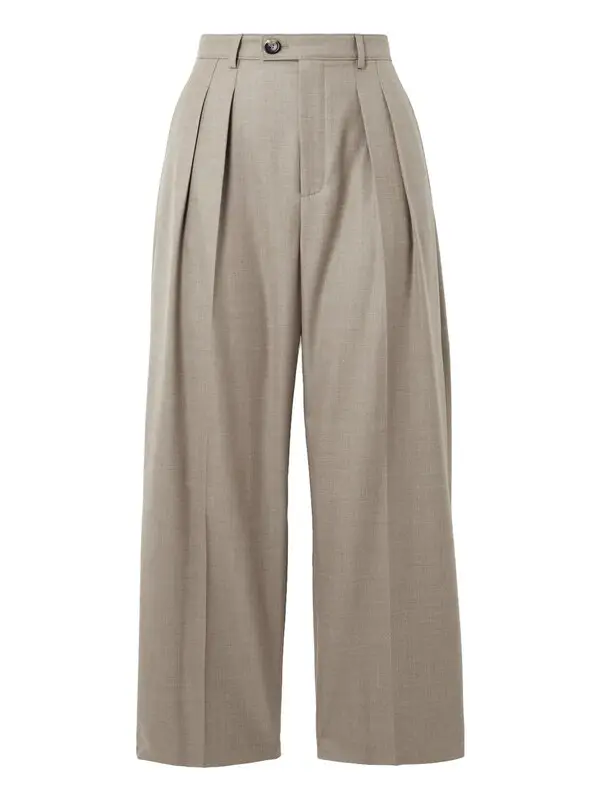 Loro Piana Pleated Wide-leg Wool Pants - Gray