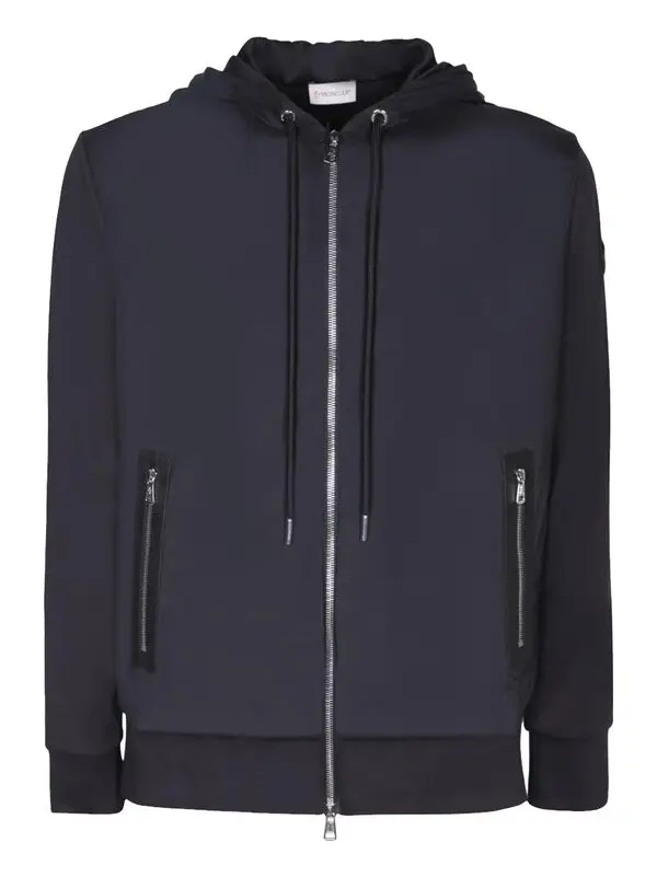 Moncler Knit And Nylon Cardigan - Black