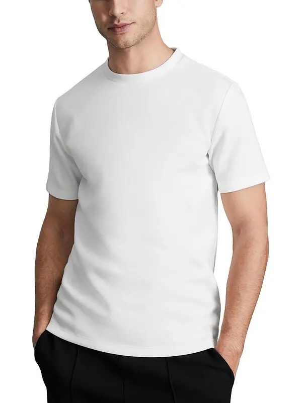 REISS Bradley Interlock Slim Fit Crewneck Tee - White