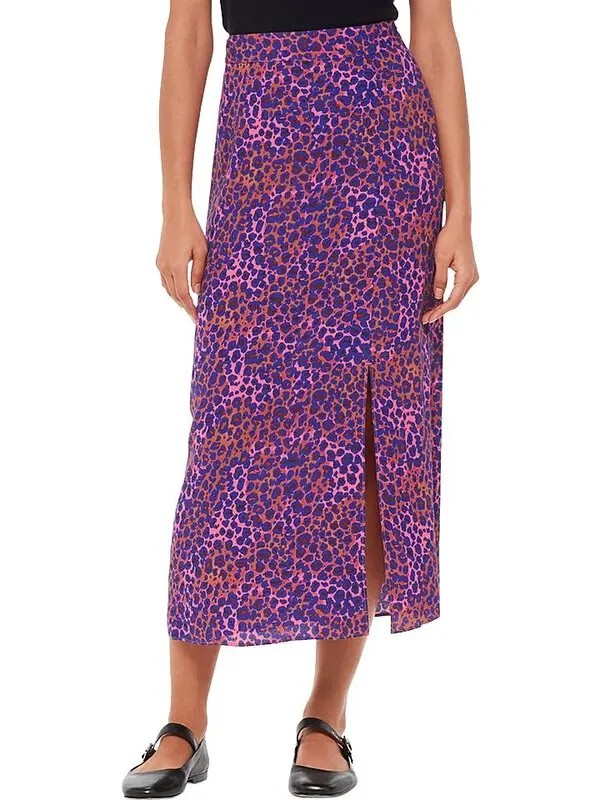 Whistles Mottled Leopard Print Midi Skirt - Pink Multi