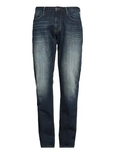 Emporio Armani Straight-leg Jeans With Leather Trims - Blue