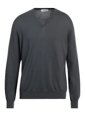 GRAN SASSO Cotton Knit V-neck Sweater - Grey