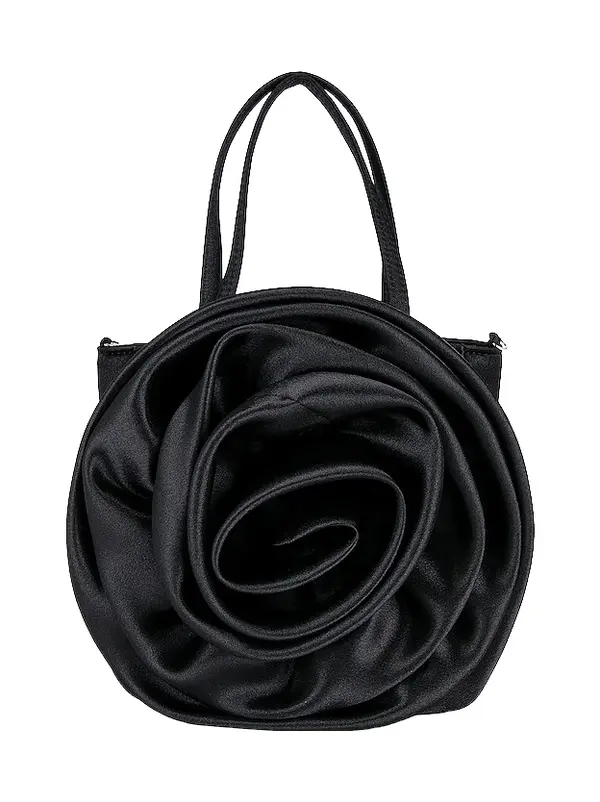PETIT MOMENTS Rosette Satin Bag - Black