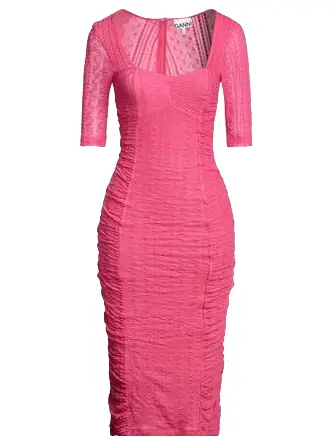 GANNI Midi Dress In Recycled Polyamide Blend - Pink