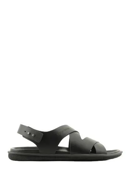 Giorgio Armani Leather Woven Sandals - Black