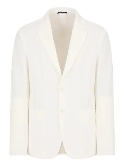 Giorgio Armani Single-breasted Jacket In Technical Waffle Fabric - White