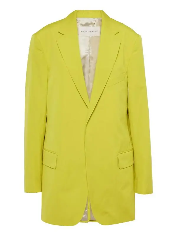Dries Van Noten Oversized Cotton Poplin Blazer - Yellow