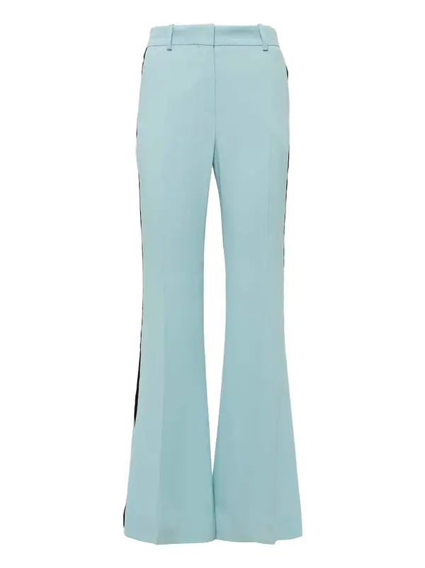 Nina Ricci Velvet-trimmed Cady Flared Pants - Blue