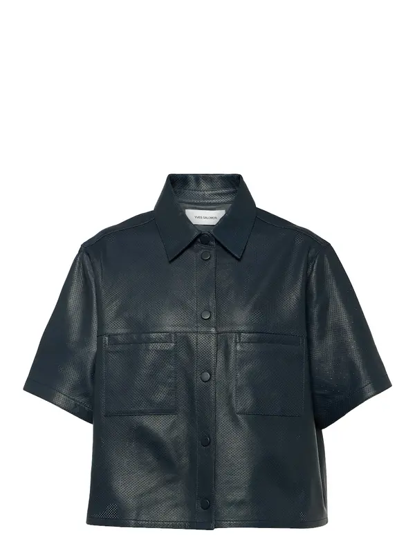 YVES SALOMON Oversized Leather Shirt - Black