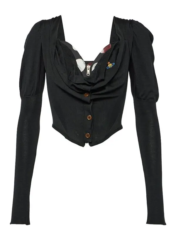 VIVIENNE WESTWOOD Puff-shoulder Wool And Silk Top - Black