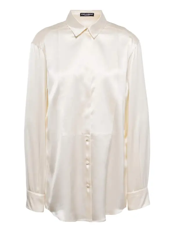 Dolce & Gabbana Paneled Silk Shirt - White
